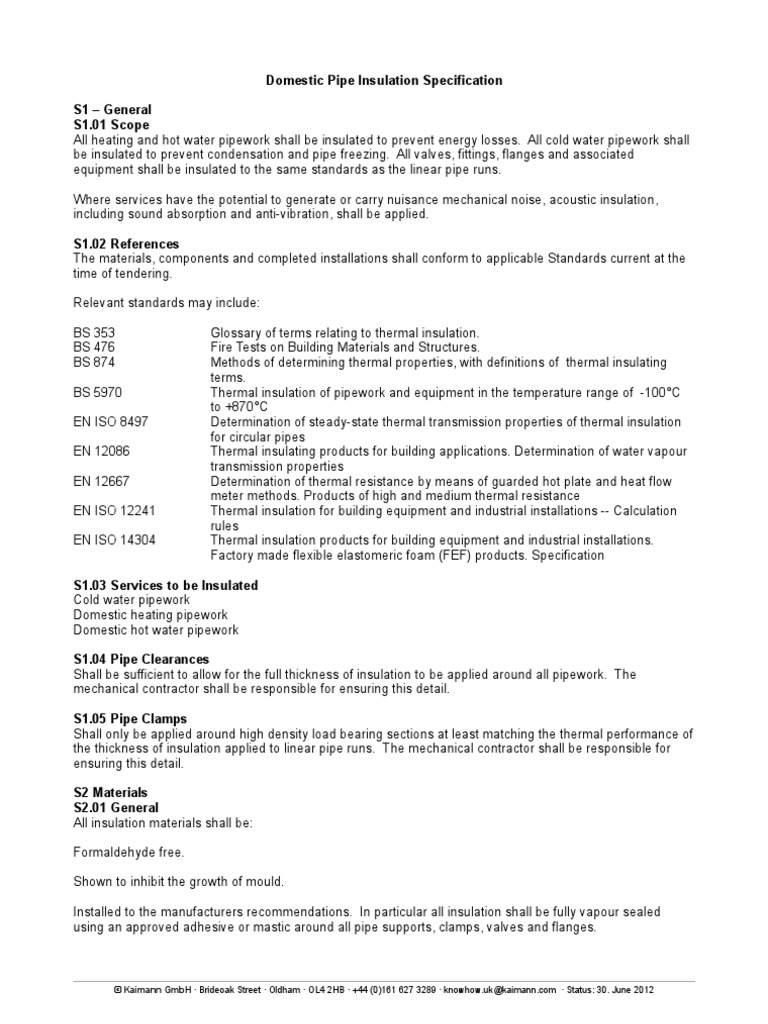 Kaiflex Specification Domestic | PDF | Thermal Insulation | Continuum ...