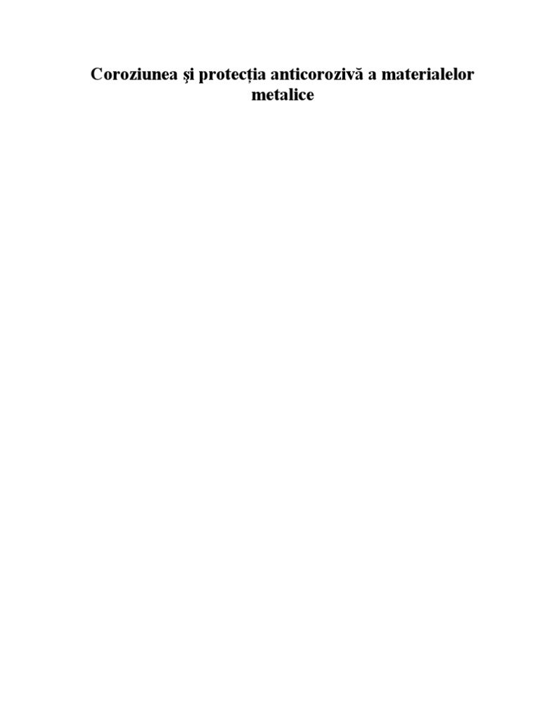 Coroziunea Si Protectia Anticoroziva A Materialelor Metalice PDF | PDF