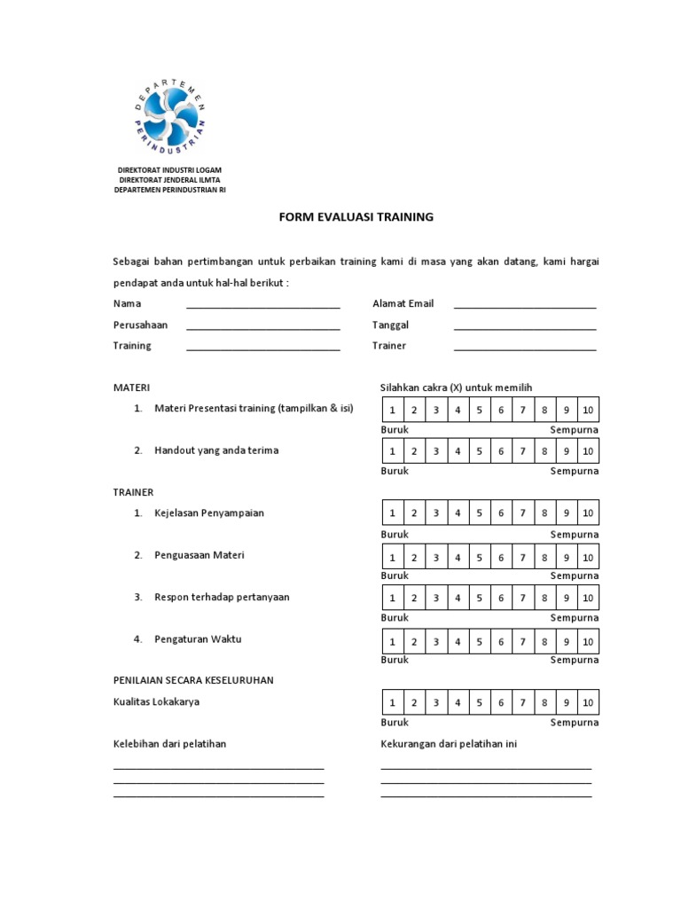 Form Evaluasi Training | PDF