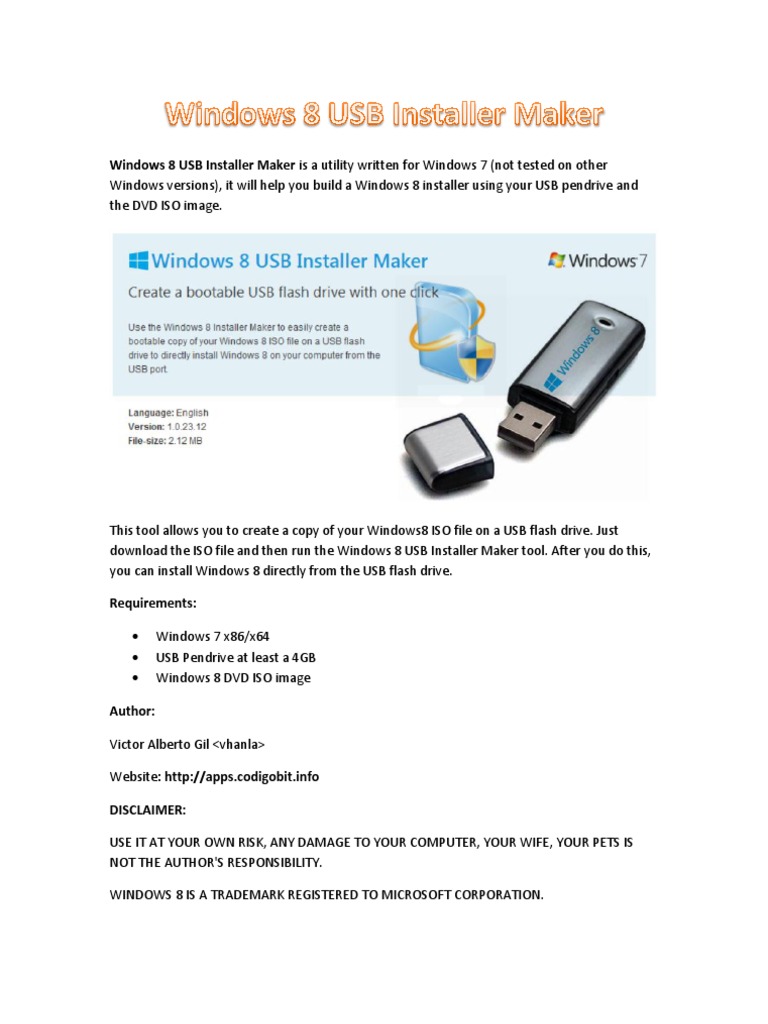 Create Windows 8 Bootable USB Guide | PDF