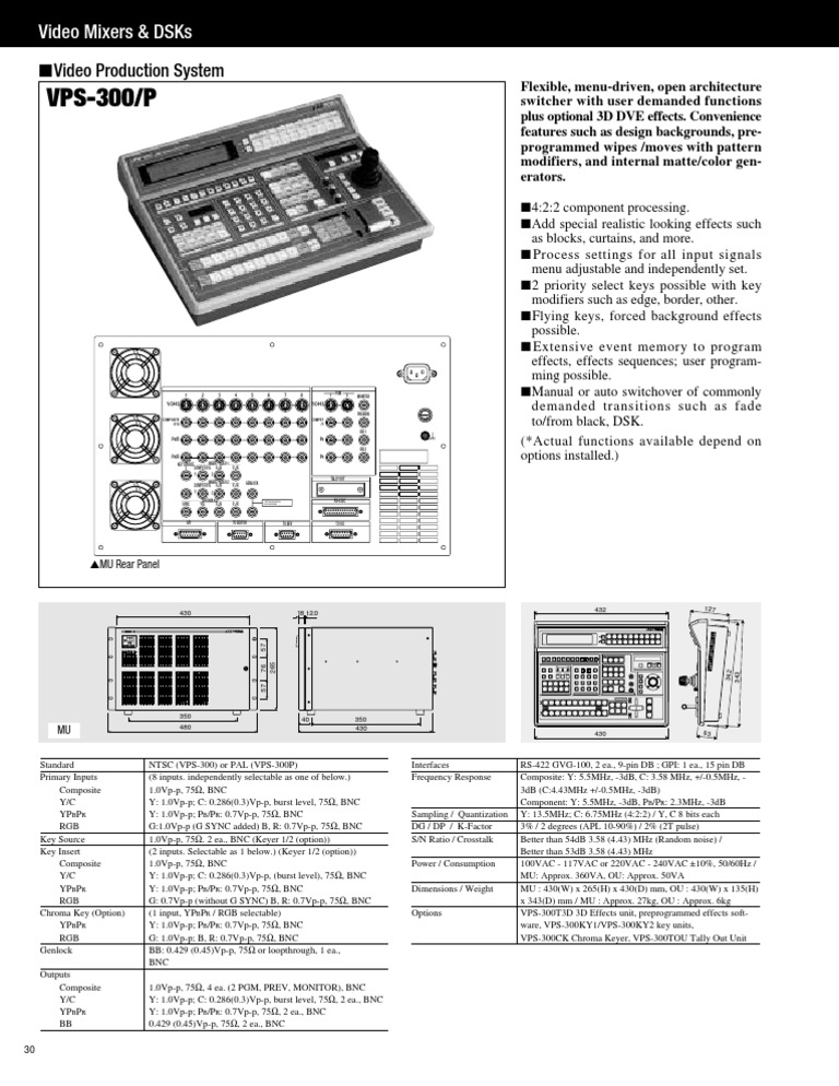 VPS-300P Video Production System | PDF | Hertz | Filmmaking