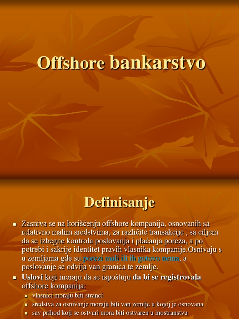 Prezentacija Offshore Bankarstvo | PDF