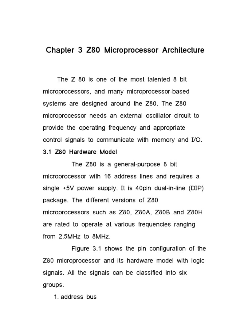 Chapter 3 Z80 Microprocessor Architecture | PDF | Instruction Set | Central Processing Unit