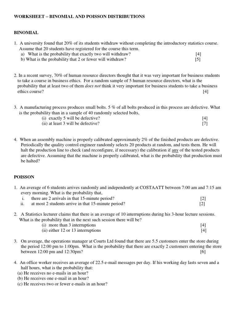 Binomial and Poisson Distributions | PDF | Poisson Distribution ...