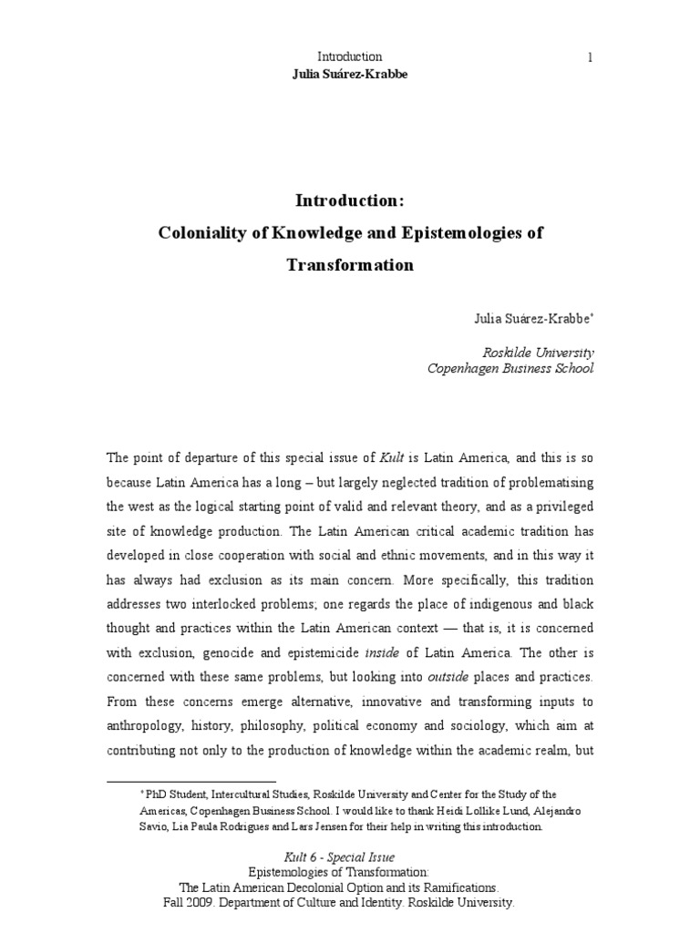 Coloniality of Knowledge in Latin America | PDF | Colonialism ...