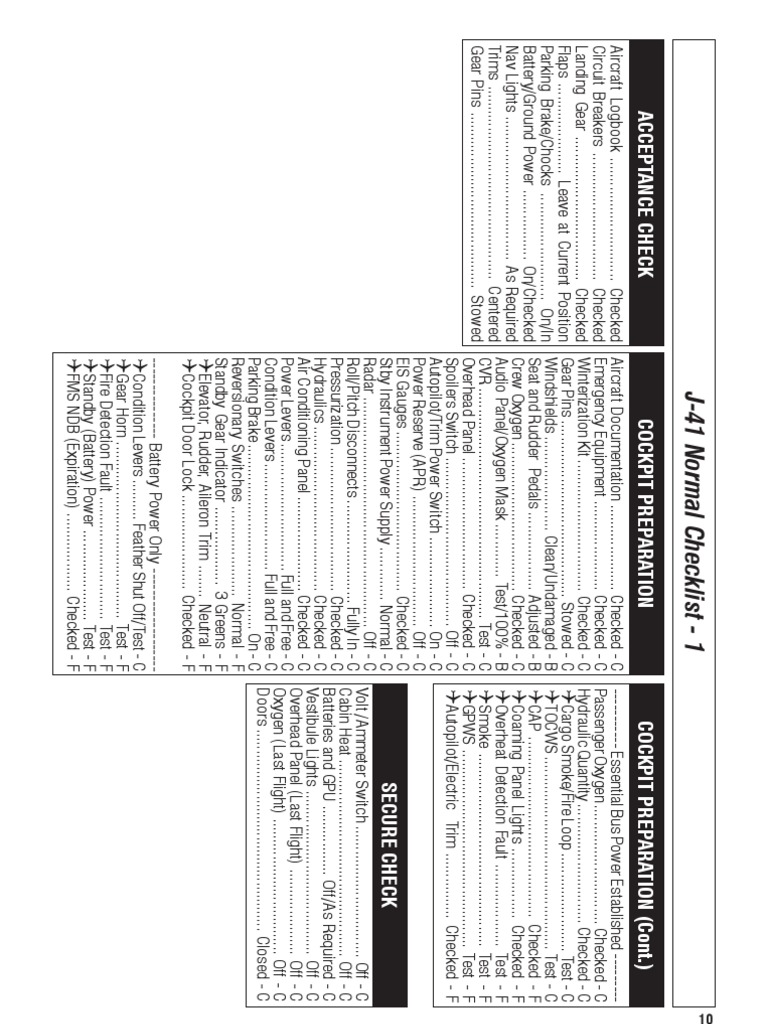 Cockpit Preparation Checklist | PDF | Aircraft Flight Control System ...