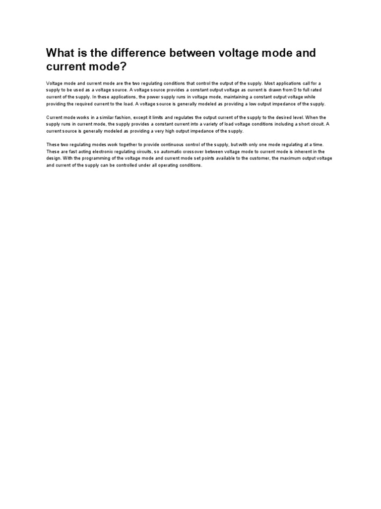 Voltage vs Current Mode Explained | PDF