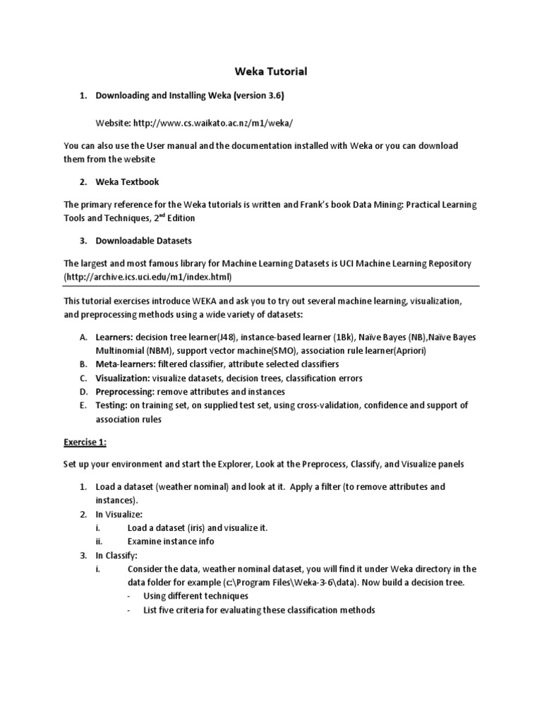 Weka Tutorial | PDF | Cross Validation (Statistics) | Statistical ... Weka Tutorial | PDF | Cross Validation (Statistics) | Statistical ...