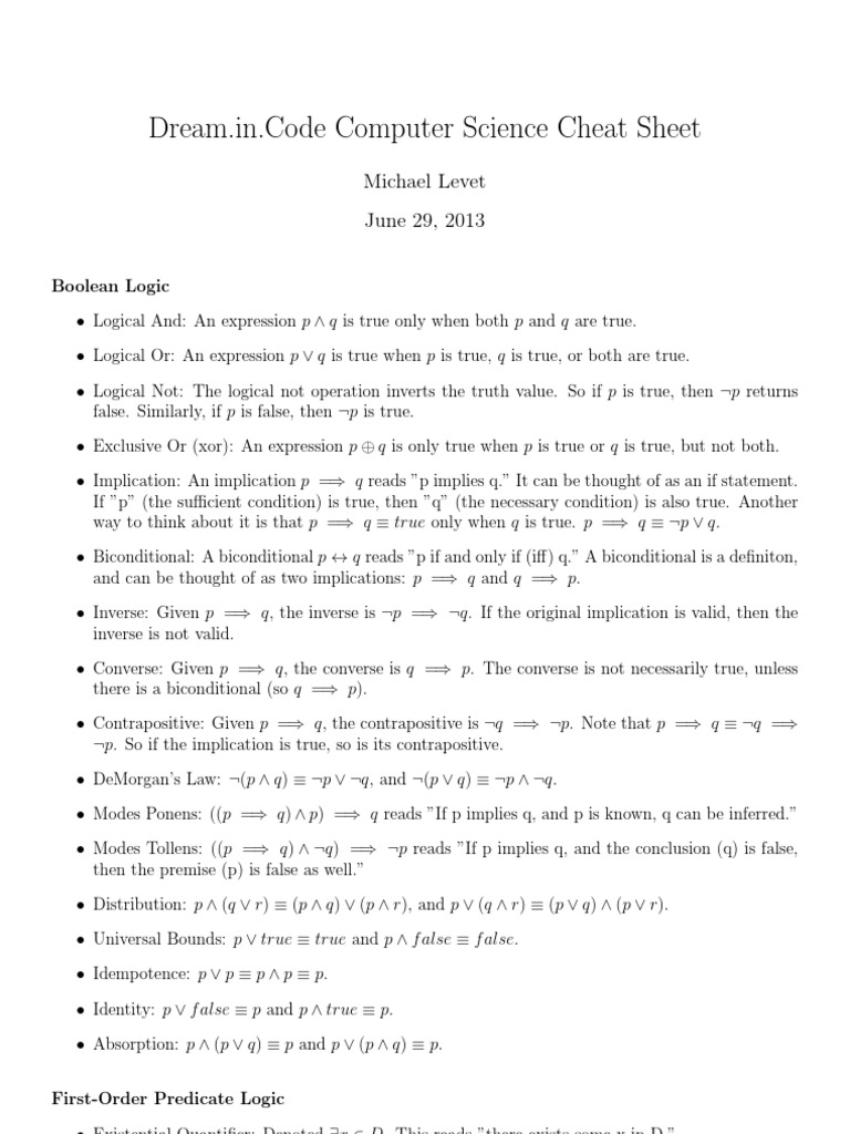 CS Cheat Sheet | PDF