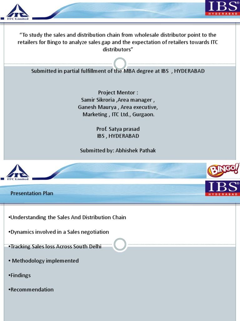 Final Presentation - ITC LTD in Sales and Distribution | PDF ...