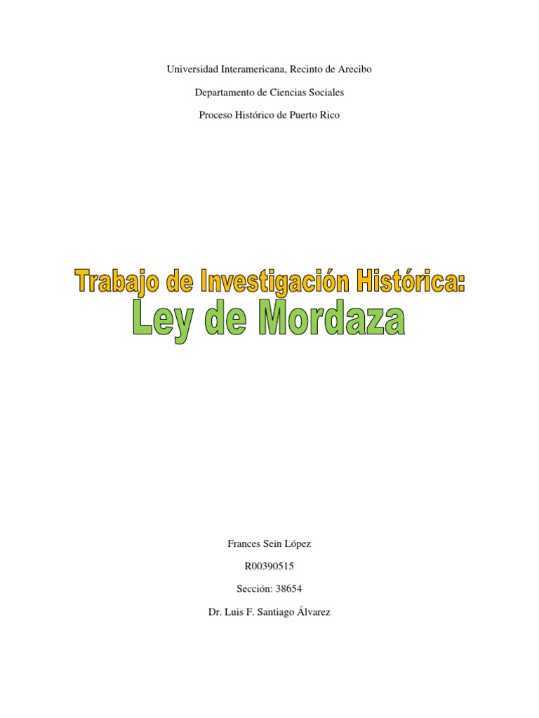 Ley de Mordaza PR represión independentistas | PDF | Puerto Rico ...