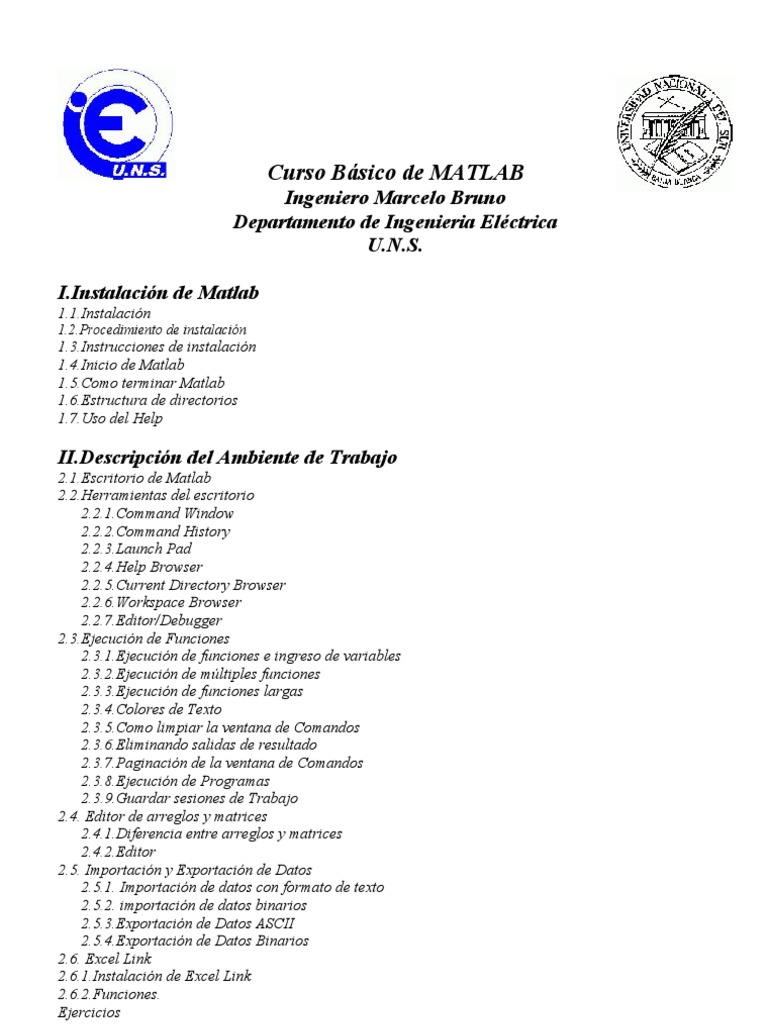 Curso Básico de Matlab | PDF | Matriz (Matemáticas) | Microsoft Excel