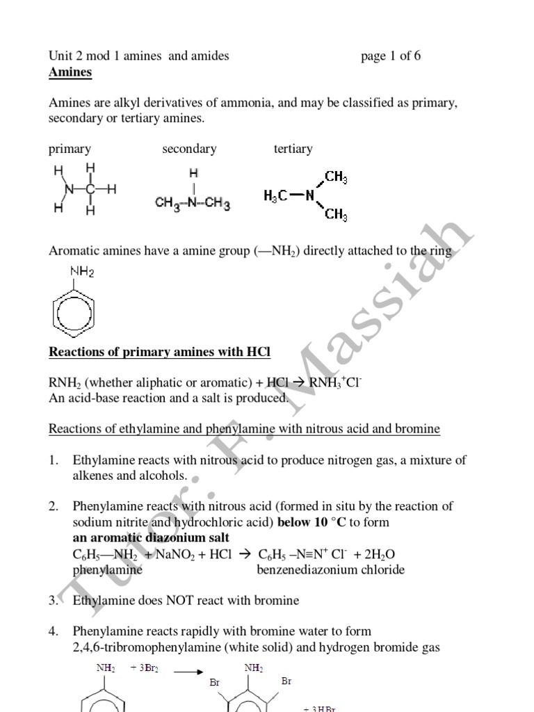 Unit 2 Mod 1 Amines | PDF | Amine | Chemistry