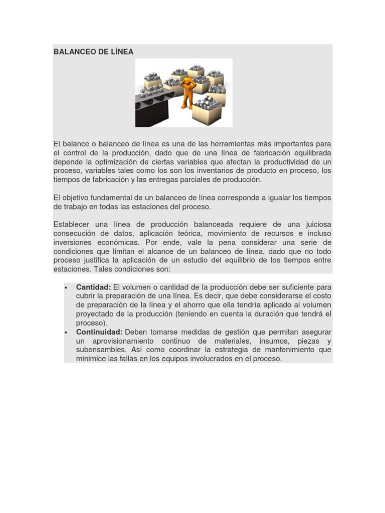 Balanceo de Línea en Producción Eficiente | PDF