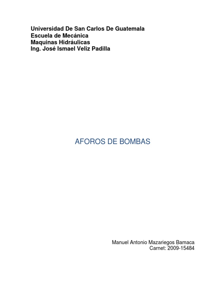 Métodos de Aforo de Bombas Hidráulicas | PDF | Bomba | Líquidos