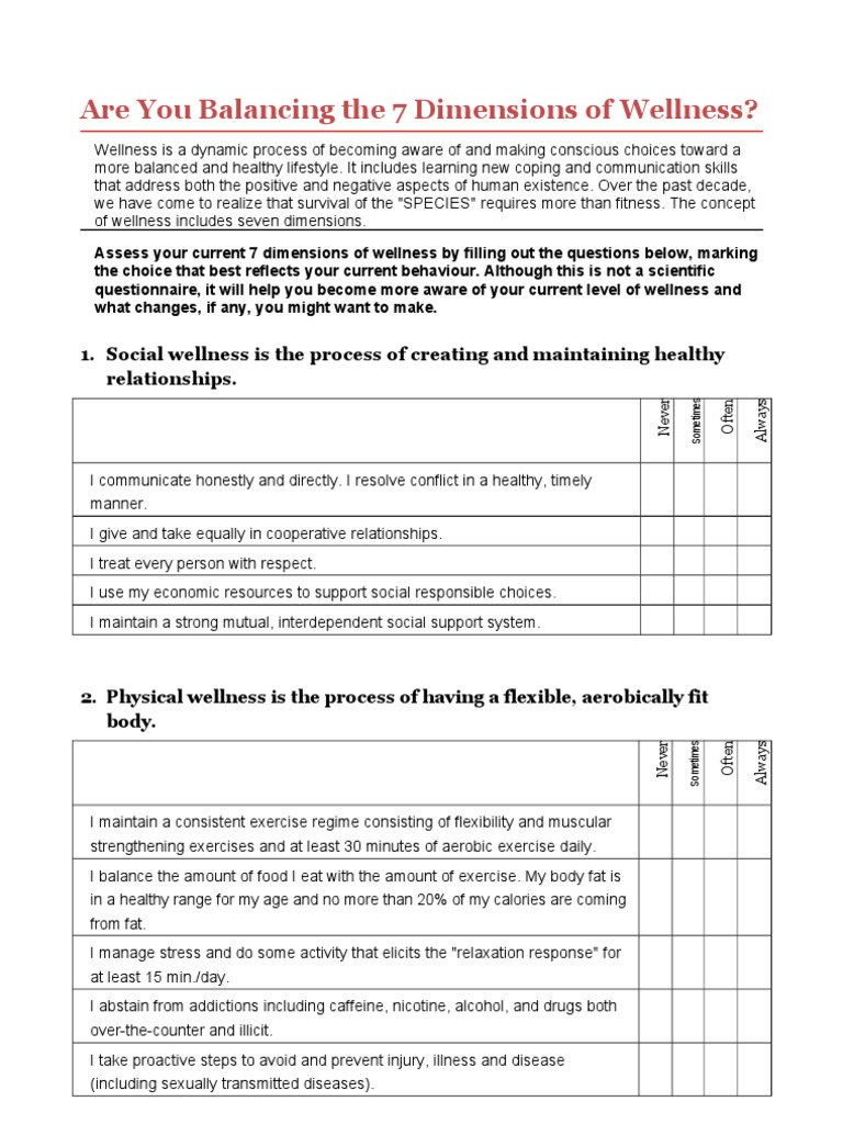 Are You Balancing The 7 Dimensions of Wellness | PDF | Emotions | Sustainability
