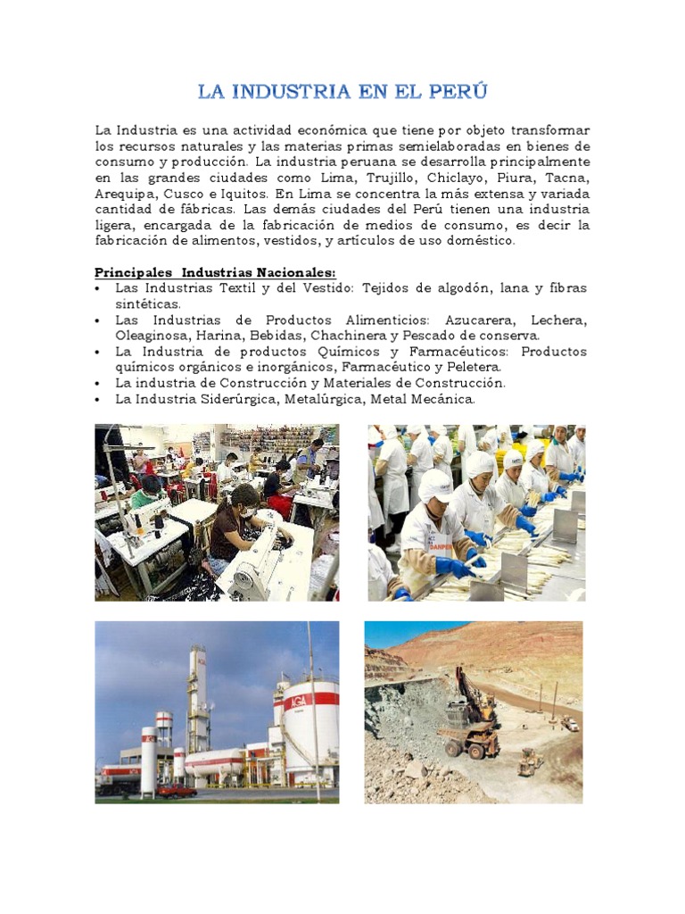 LA INDUSTRIA EN EL PERÚ | PDF | Industrias | Alimentos