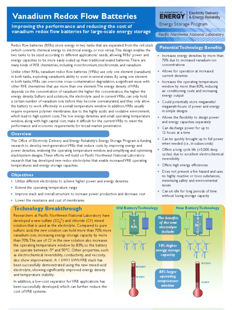 Vanadium Redox Battery - Data Sheet | PDF | Battery (Electricity ...