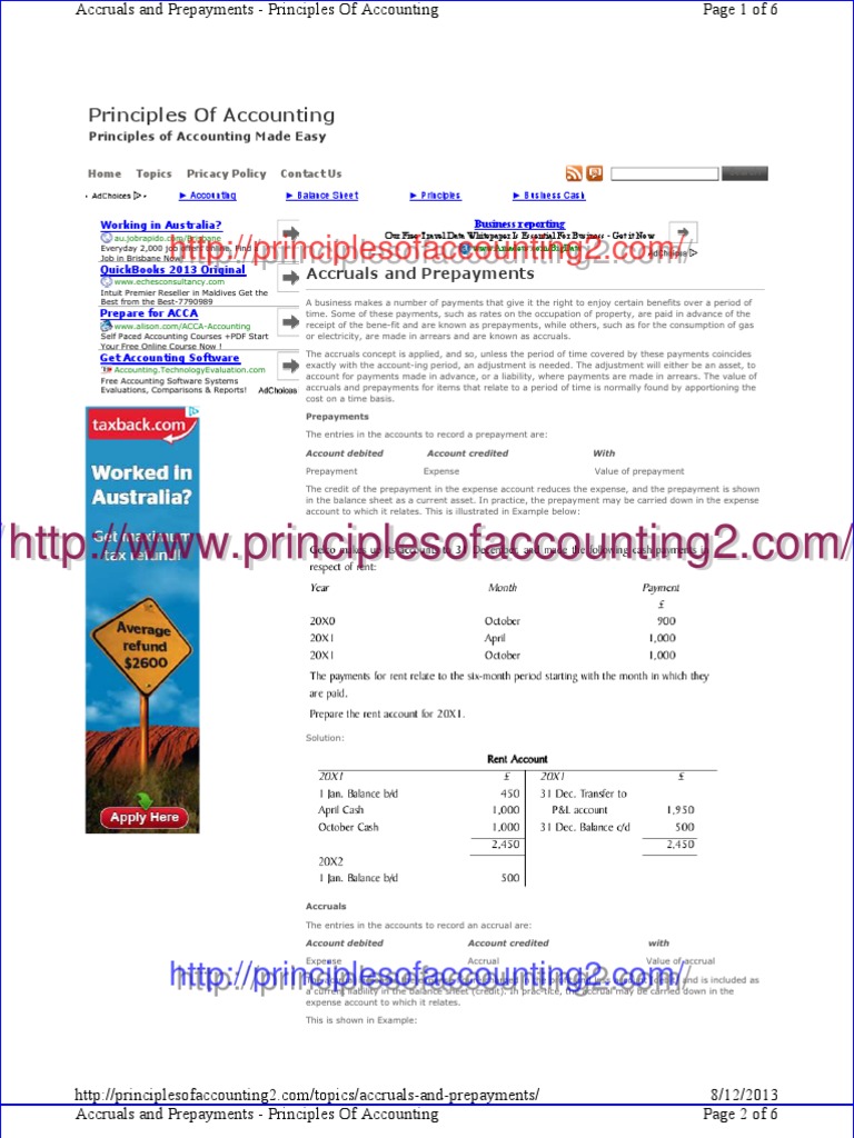 Accruals and Prepayments - Principles of Accounting | Download Free PDF ...