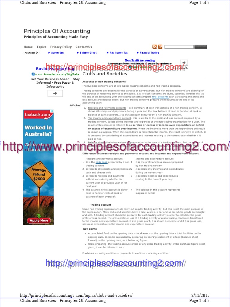 Clubs and Societies - Principles of Accounting | PDF | Expense ...