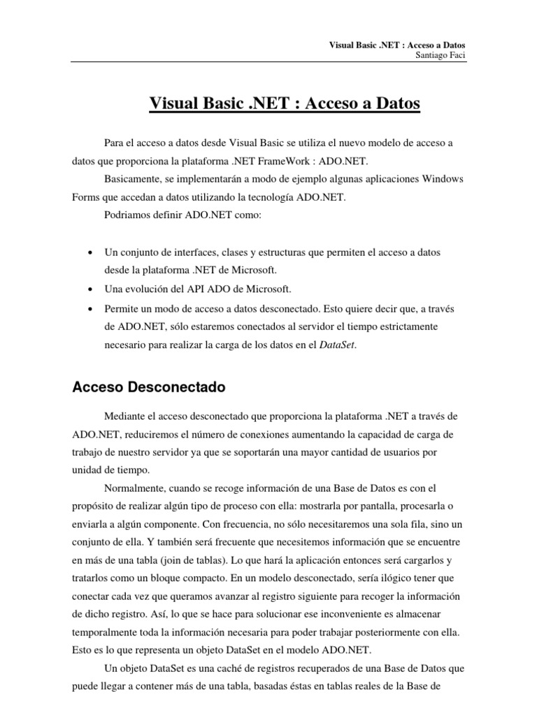 Uso Del Dataset Con Visual Basic Net | PDF | SQL | .NET Framework