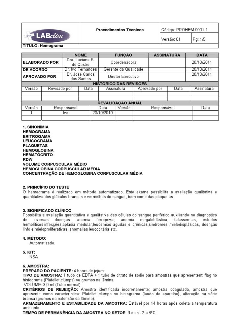 PROHEM 0001 1 Hemograma Completo | PDF | Hematologia | Tecido (Biologia)