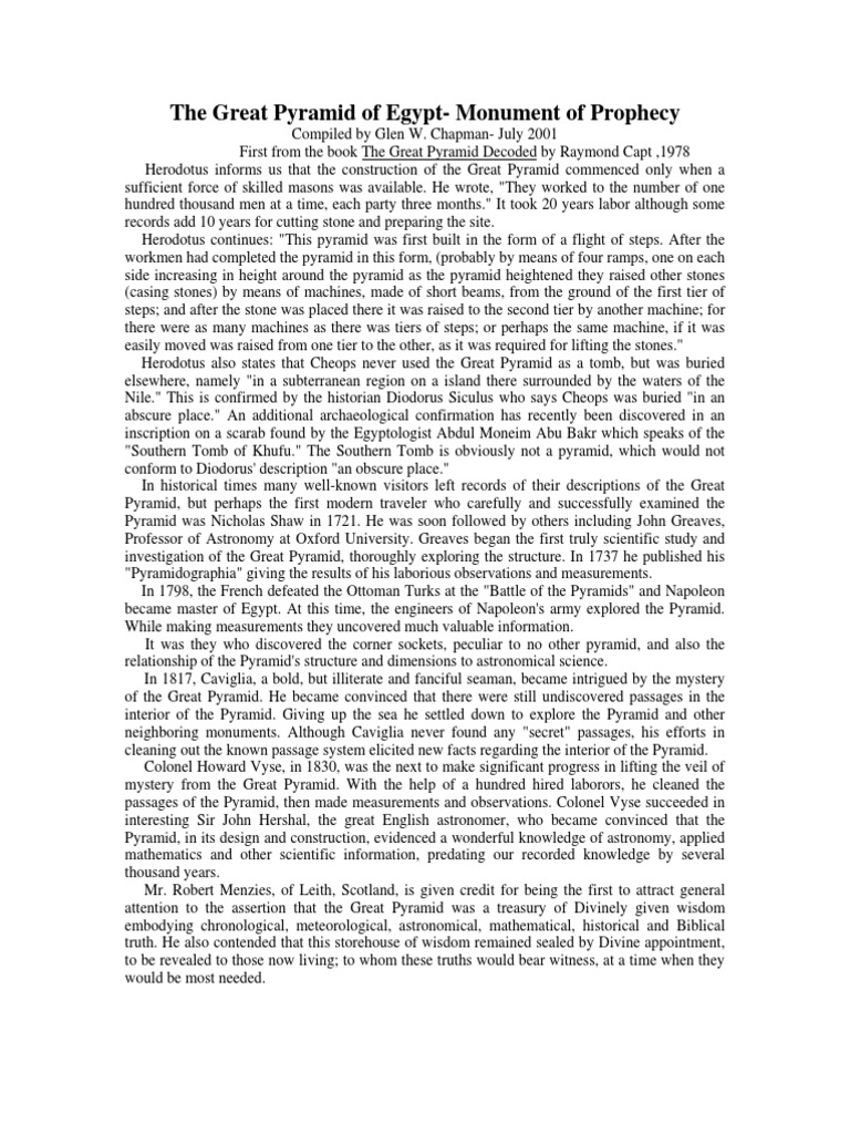 The Great Pyramid of Egypt - Monument of Prophecy | PDF | Jesus | Geometry