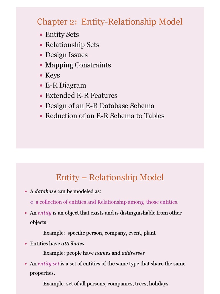 Chapter 2: Entity-Relationship Model | Download Free PDF | Inheritance (Object Oriented ...