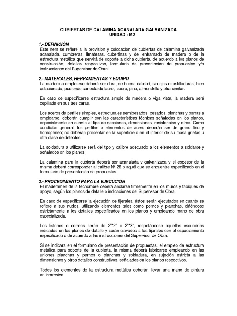 Cubiertas de Calamina Acanalada Galvanizada | Descargar gratis PDF ...