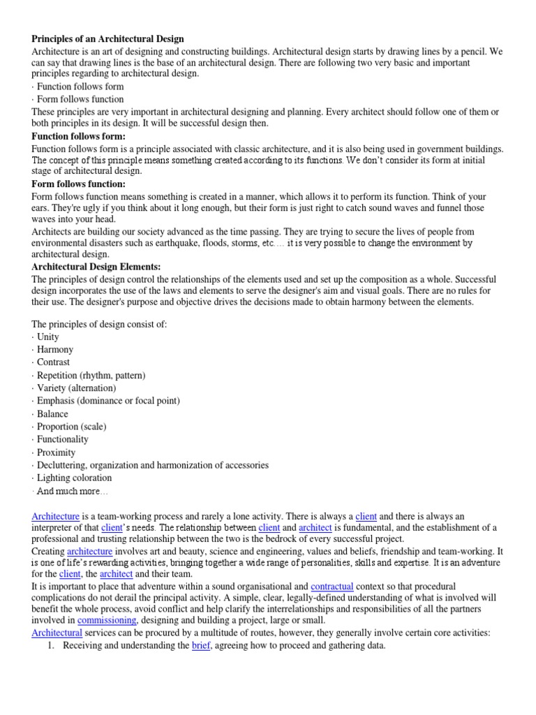 Principles of An Architectural Design | PDF | Design | Consultant