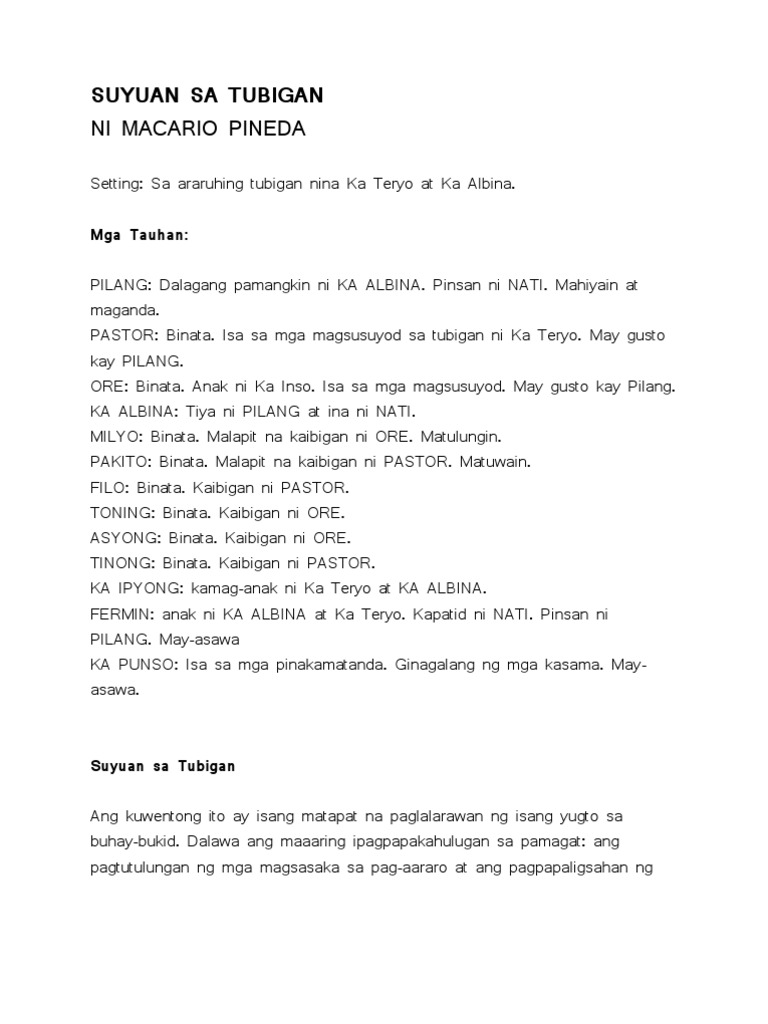 Suyuan Sa Tubigan | PDF