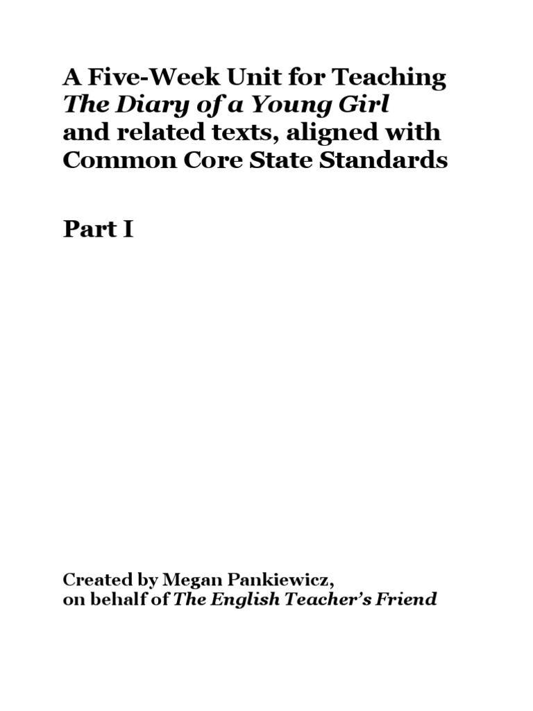 Five-Week Unit Plan: The Diary of a Young Girl | PDF | The Holocaust | Jews