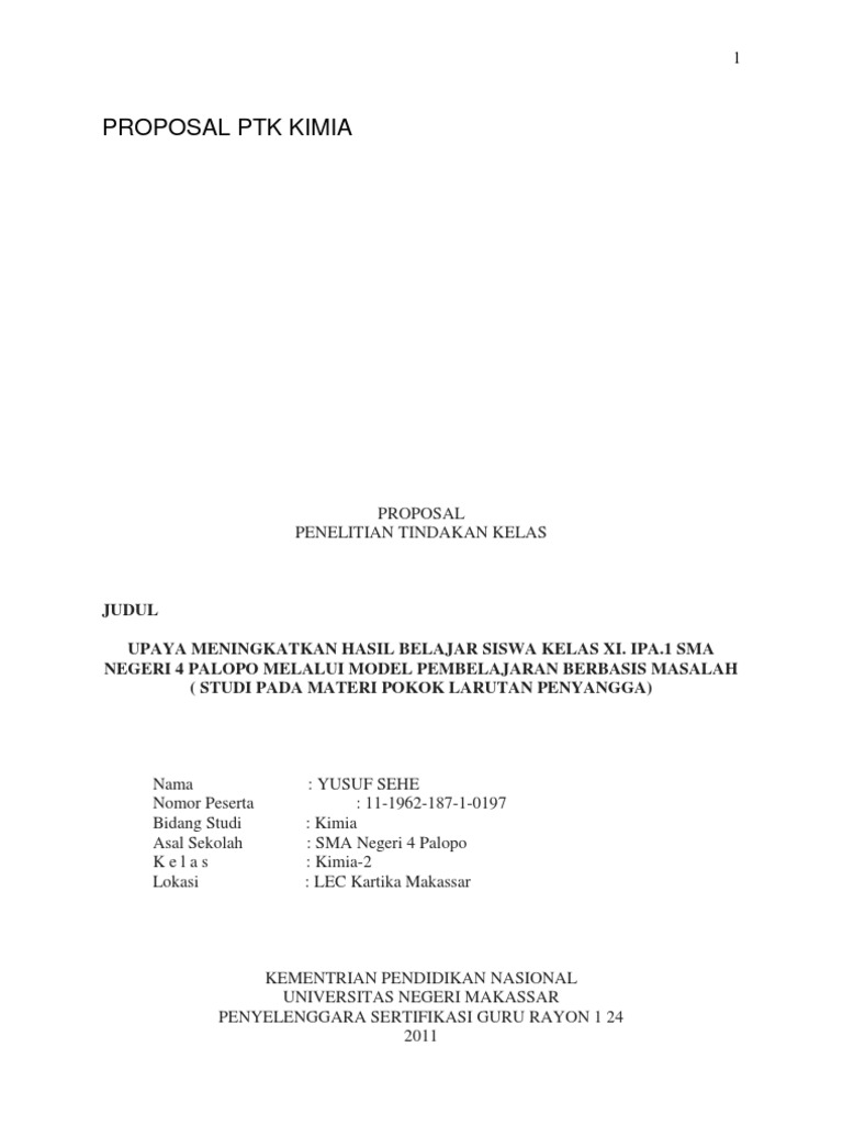 Proposal PTK Kimia | PDF