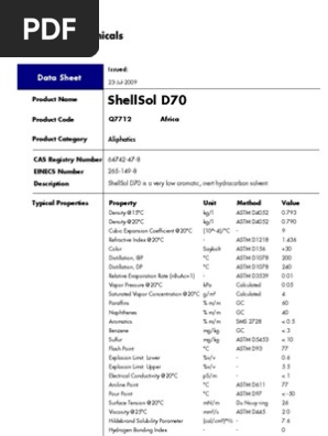 ShellSol D70 Data Sheet PDF Solvent Physical Chemistry, 41% OFF