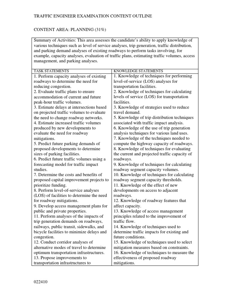 Task Statements Knowledge Statements | PDF | Traffic | Traffic Light