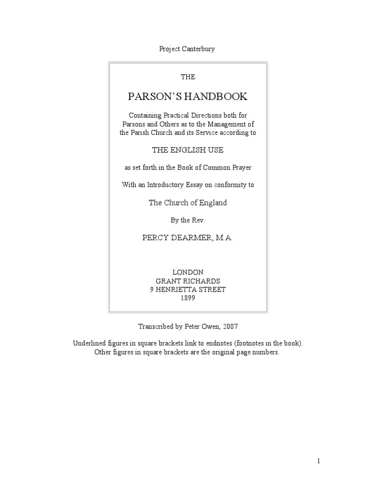 The Parson's Handbook | PDF | Book Of Common Prayer | Church Of England
