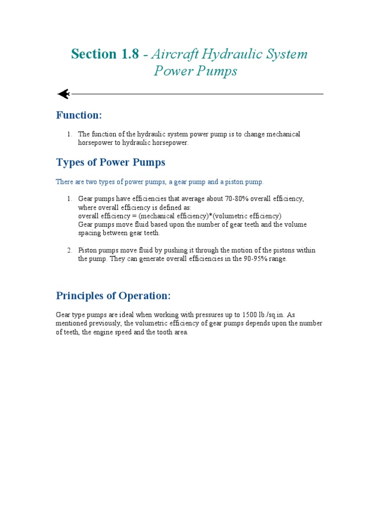Aircraft Hydraulic Power Pump Overview | PDF | Pump | Gear