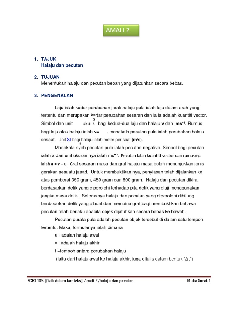 Sce3105 - Amali Daya Dan Pecutan | PDF
