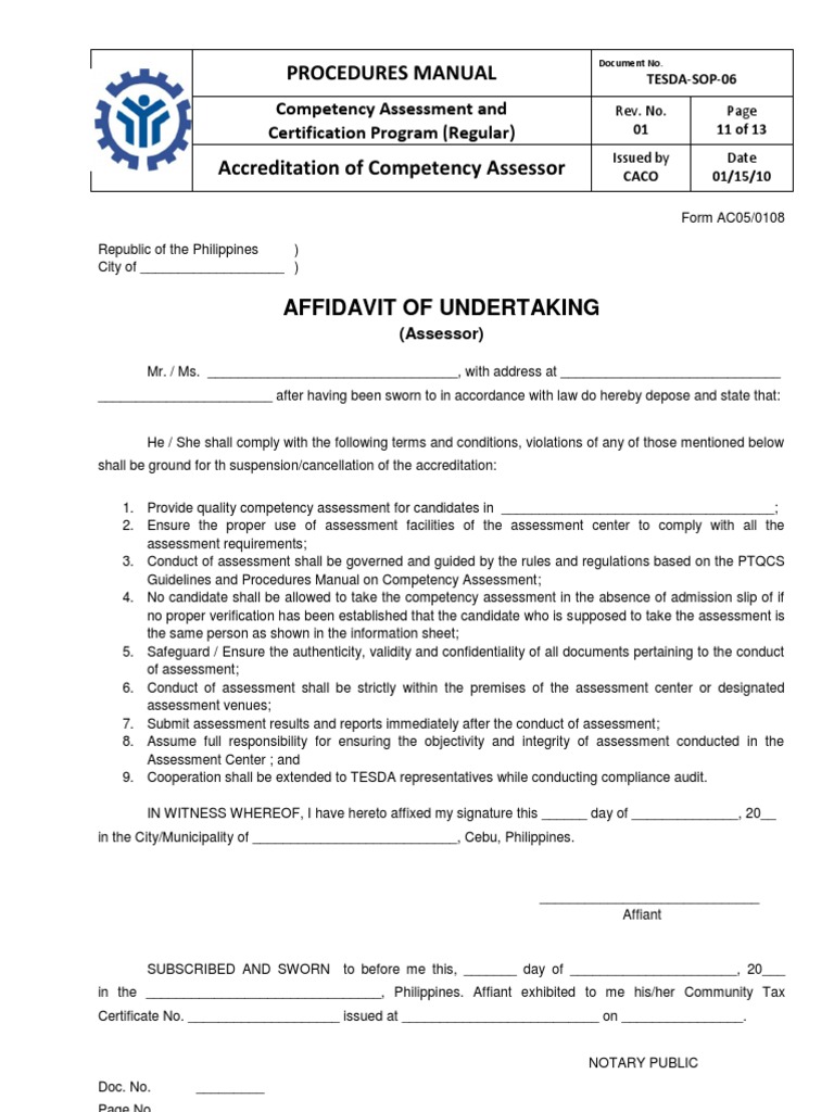 Affidavit of Undertaking | PDF | Finance & Money Management