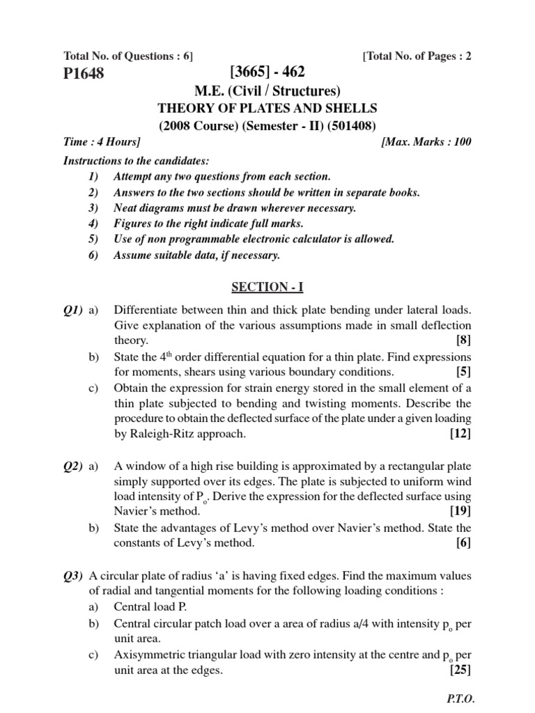 Analysis of Plates and Shells Using Classical Theories | PDF | Bending ...