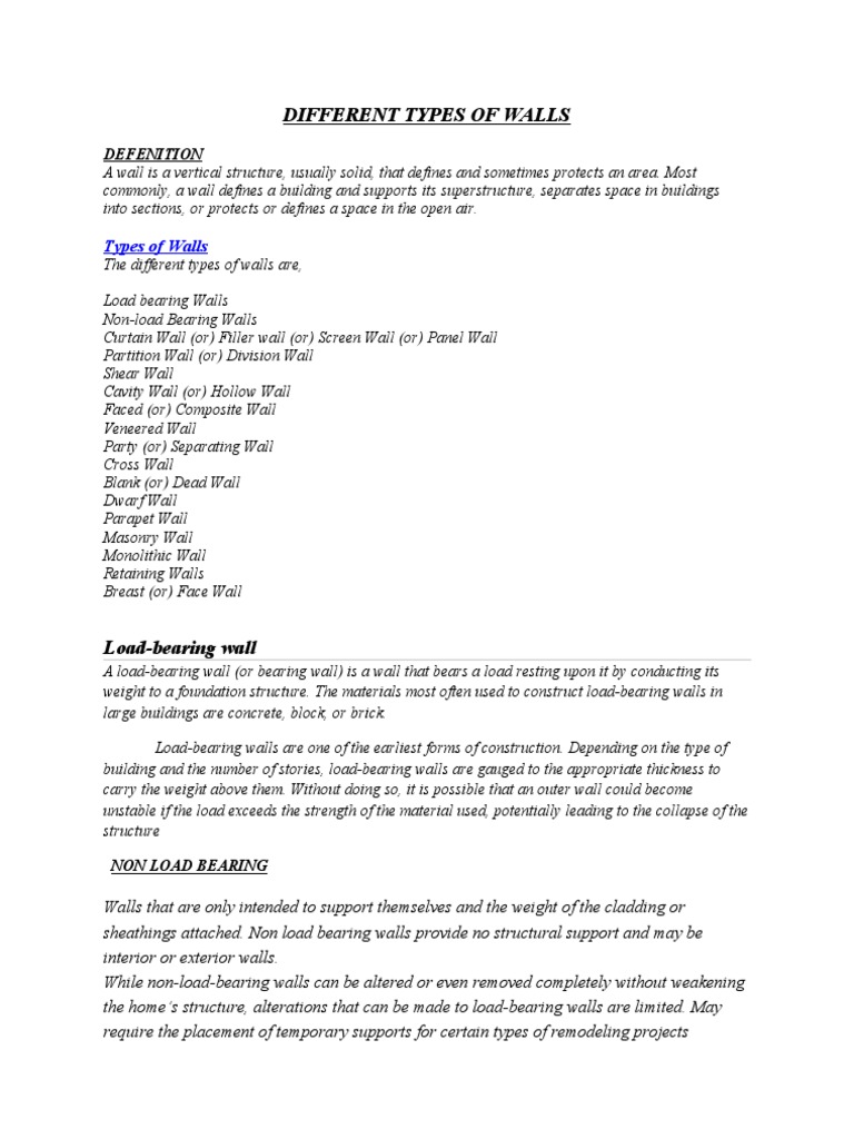 Types of Walls | PDF | Wall | Masonry