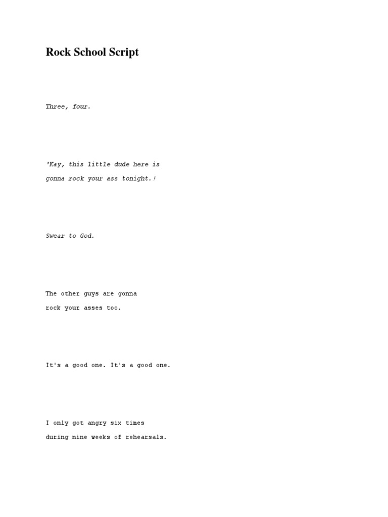 Rock School Script | PDF | Leisure | Entertainment (General)