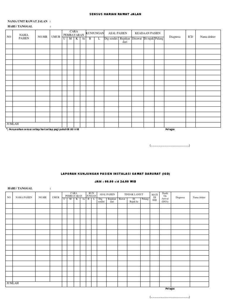 Sensus Harian Rawat Jalan | PDF