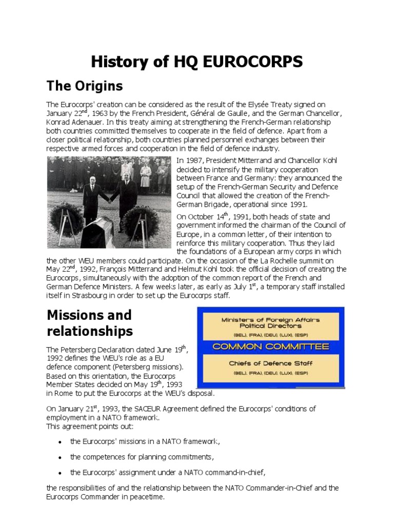 History of The Eurocorps | PDF | Nato | International Security ...