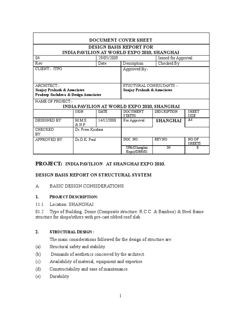 Structural Design Basis Report-R4 | PDF | Structural Load | Concrete