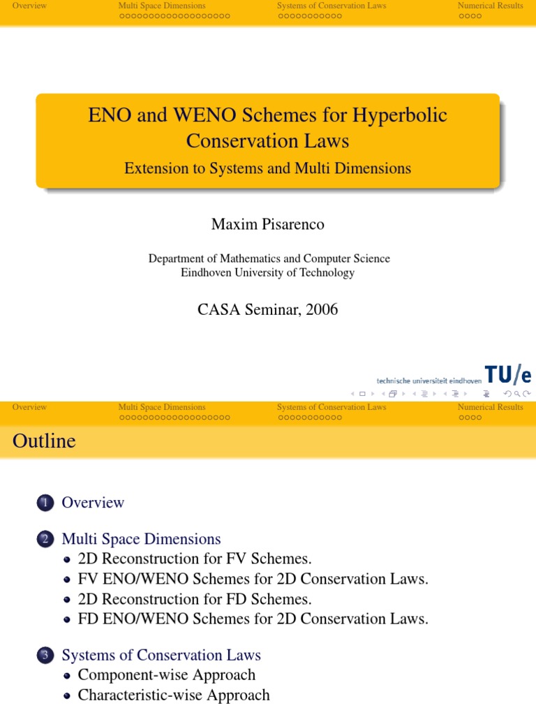 Eno Systeeno And Weno Schemes For Hyperbolic Conservation Laws Pdf Numerical Analysis