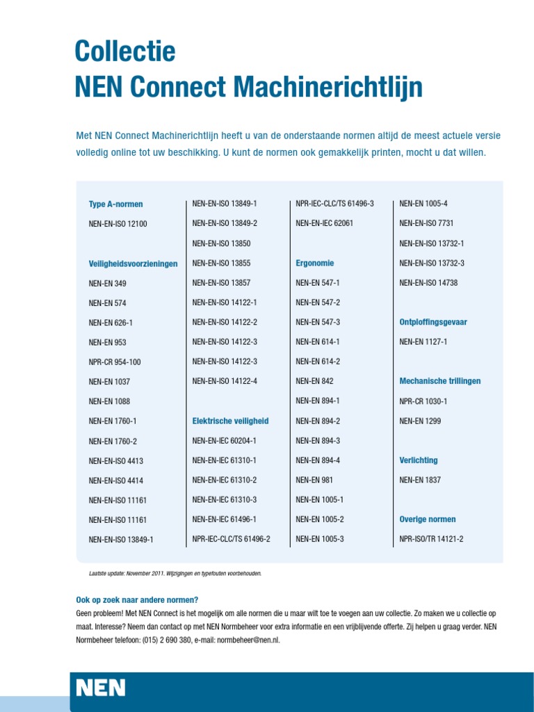 Collectie NEN Connect Machinerichtlijn PDF | PDF