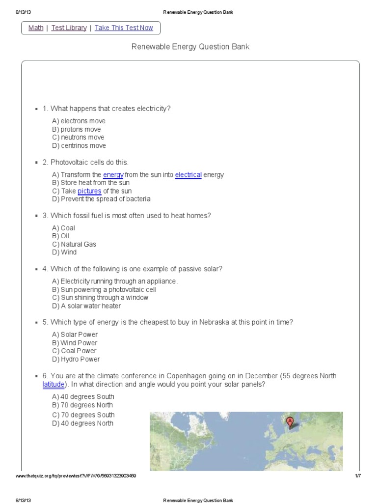 Renewable Energy Question Bank | PDF | Wind Power | Solar Panel