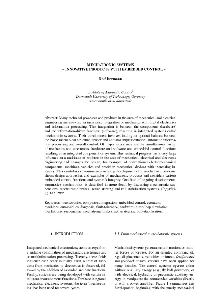 History of Mechatronics PDF | PDF | Machines | Control Theory