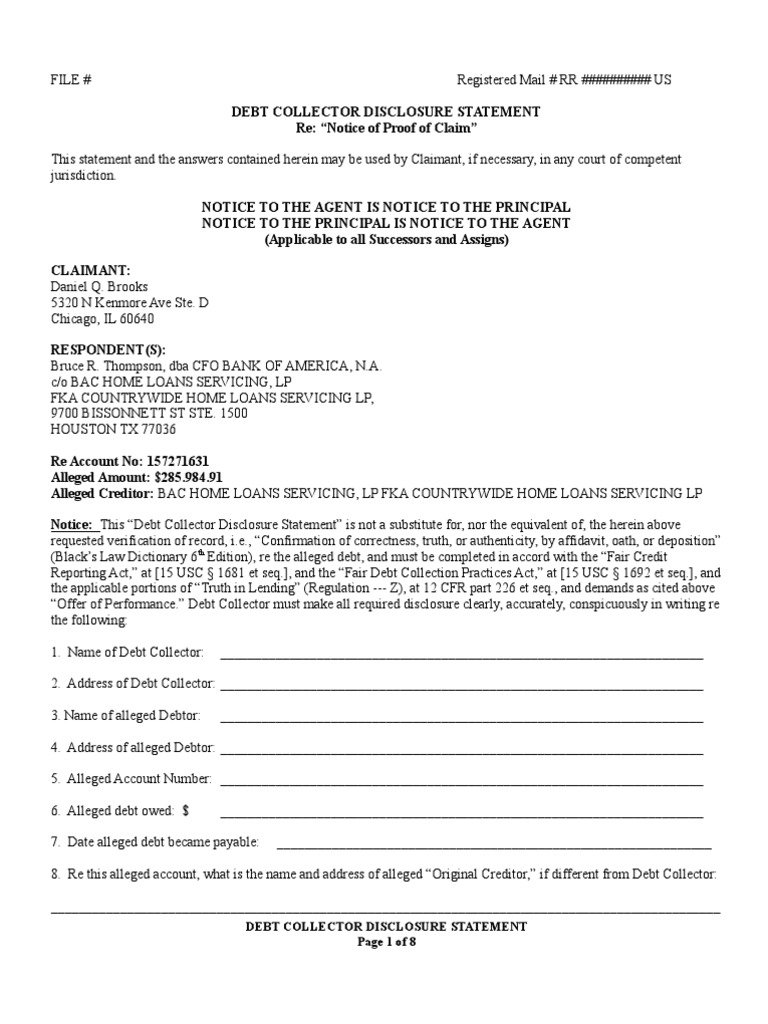 Debt Collector Disclosure Statement | PDF | Collection Agency ...